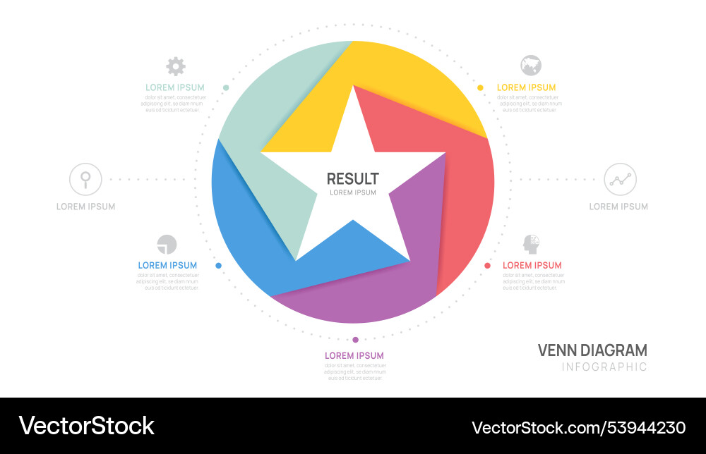 Infographic venn diagram star chart template Vector Image