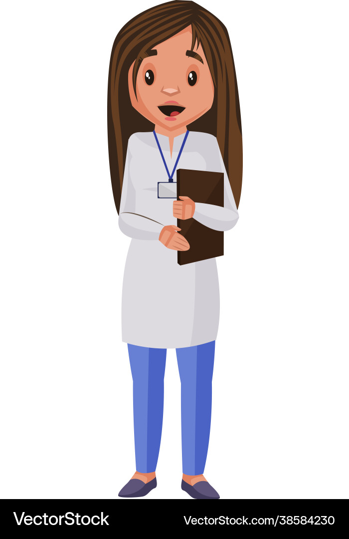 Lady journalist cartoon character Royalty Free Vector Image