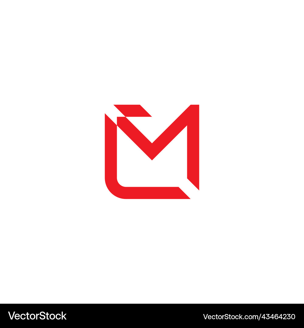 Letter cm simple motion line geometric arrow logo Vector Image