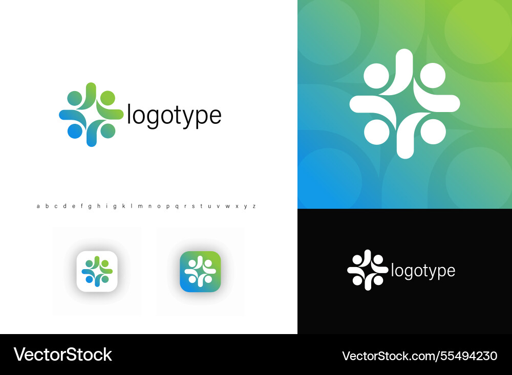 People Cross Collaboration Logo Royalty Free Vector Image