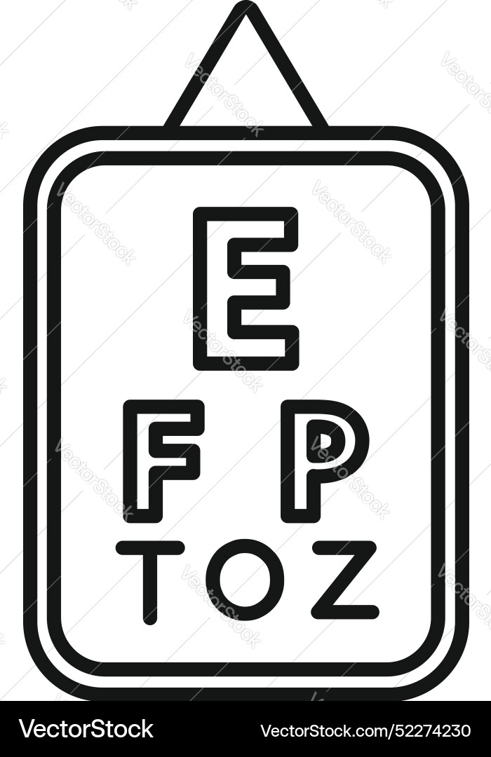 Snellen chart hanging on wall representing Vector Image