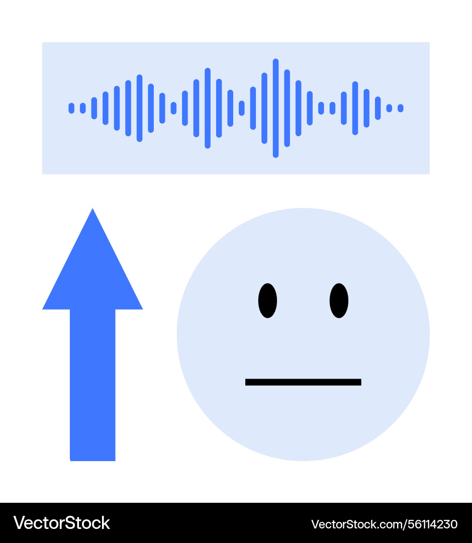 Soundwave neutral face and upward arrow Royalty Free Vector