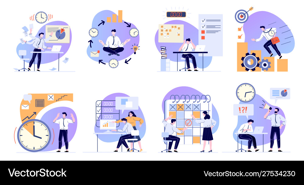 Zeitmanagementplanung Arbeitsaufgaben Lizenzfreier Vektor