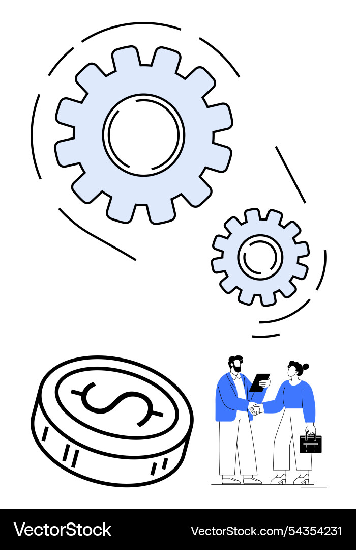 Business partnership agreement concept with gears Vector Image