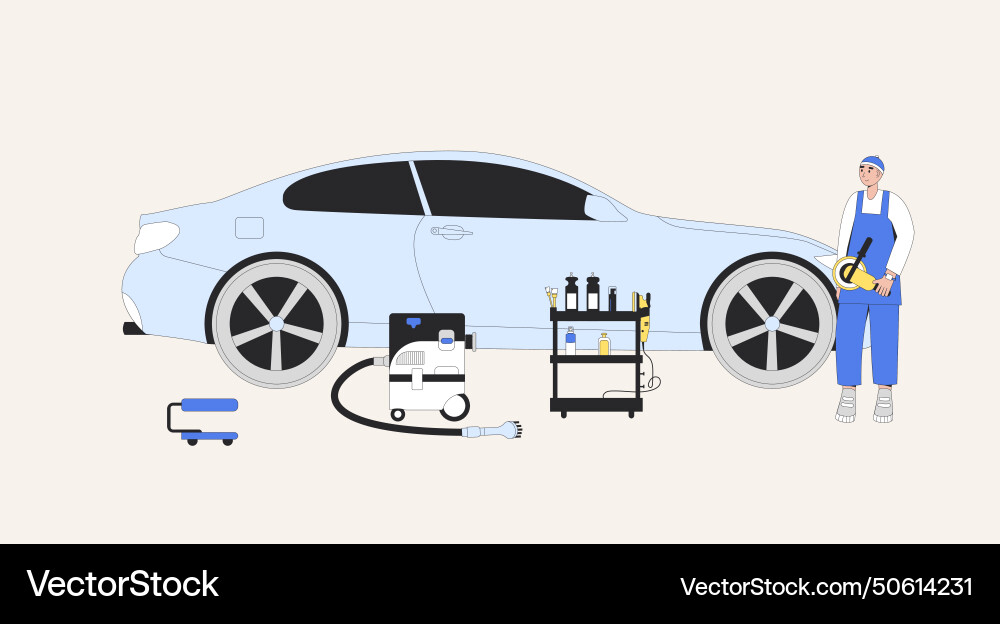 Car detailer repair auto polish remove scratch Vector Image