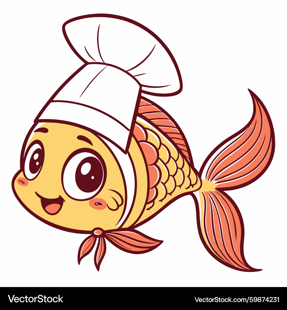 Cheerful Fish Chef Cartoon Royalty Free Vector Image