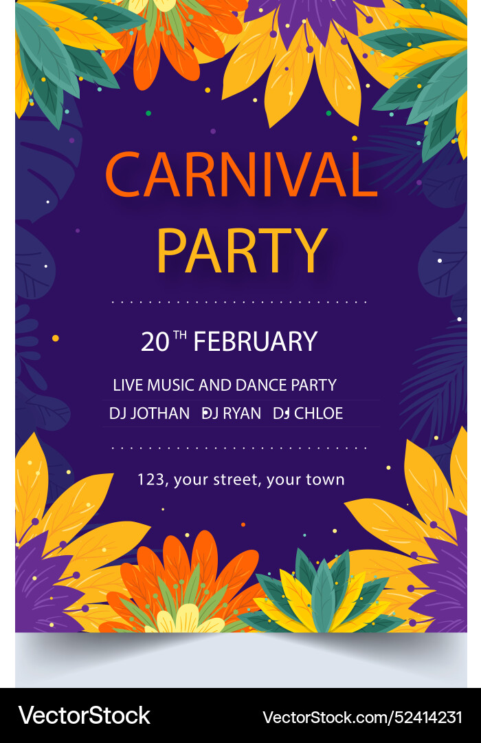 Hand drawn carnival party poster Royalty Free Vector Image