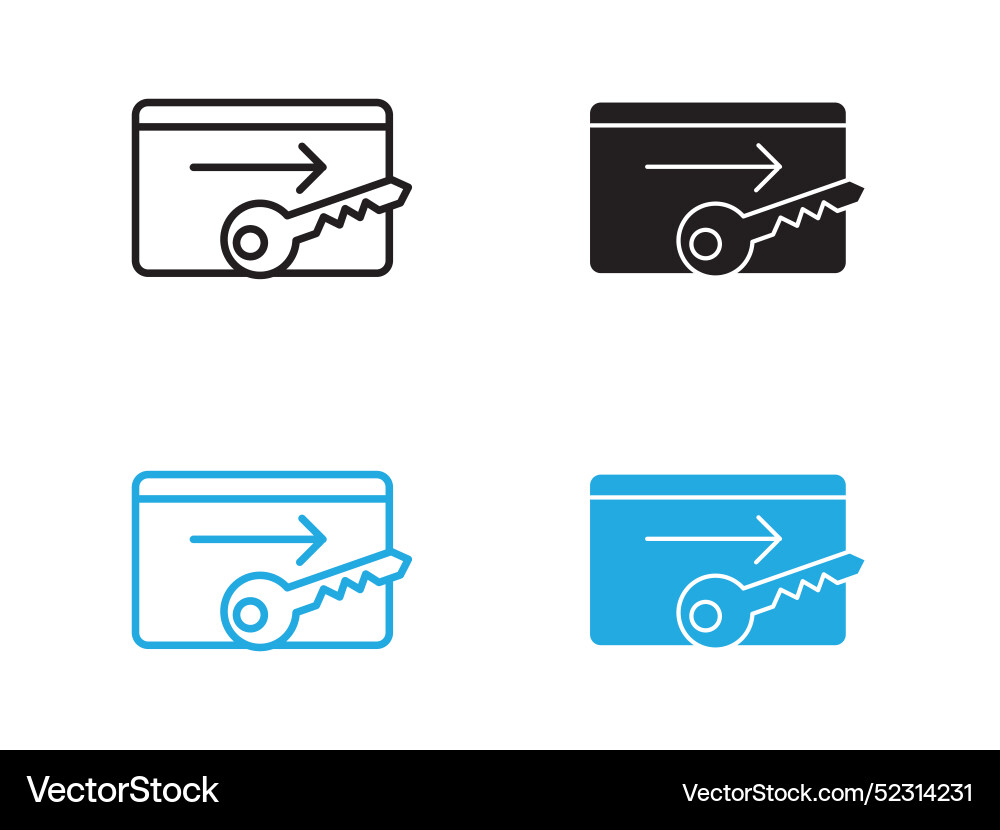 Keycard access icon black and white outline sign Vector Image
