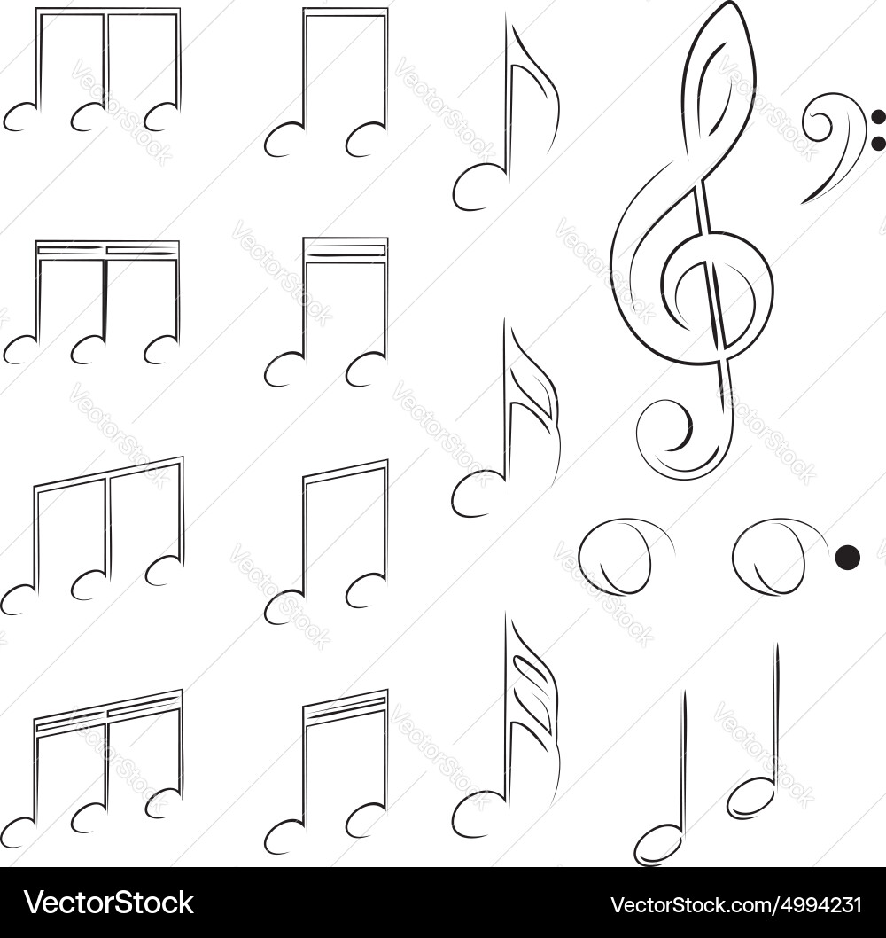 Music Note Silhouettes Royalty Free Vector Image