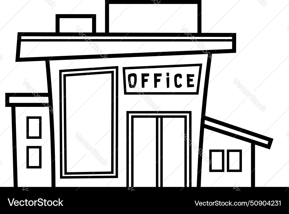 Outlined cartoon office building Royalty Free Vector Image