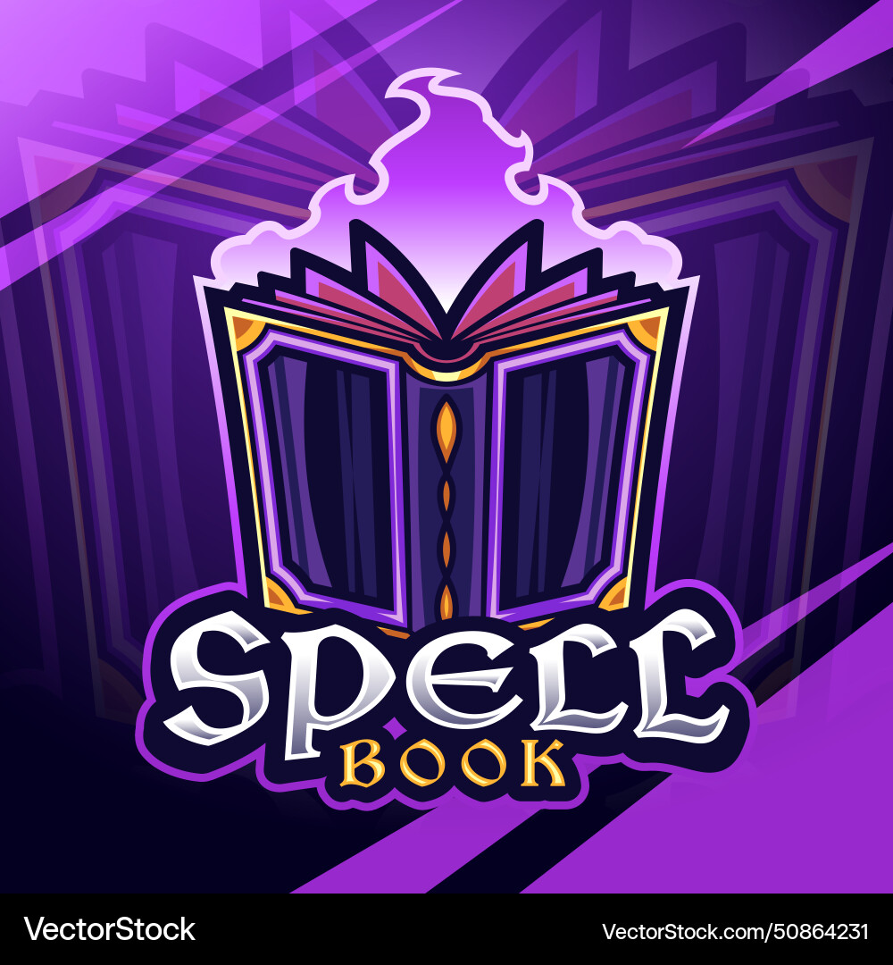 Spell book esport mascot logo design Royalty Free Vector