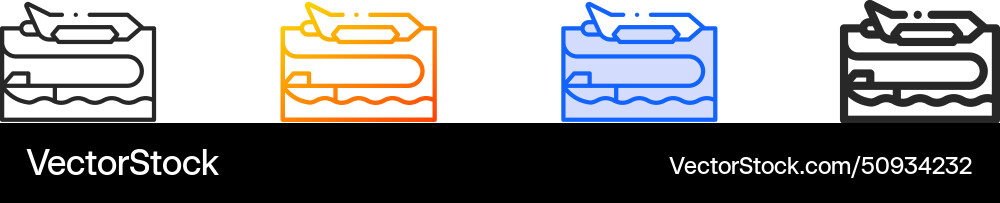 Banana boat iconthin linear gradient blue stroke Vector Image