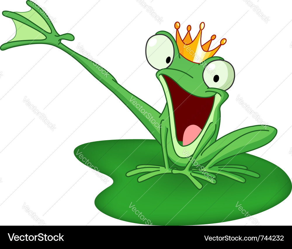 Cute Frog Prince on Lily Pad Royalty Free Vector Image