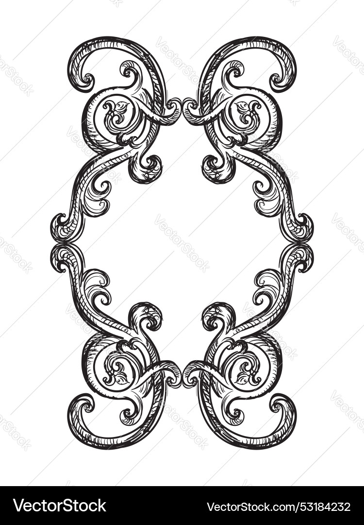 Engraving vintage frame baroque style isolated Vector Image