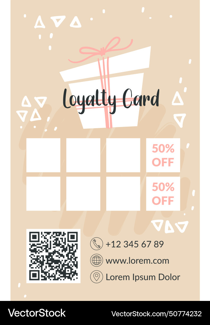 Geometric gift loyalty card template Royalty Free Vector