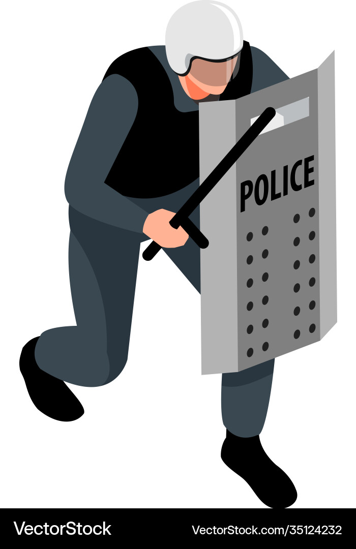 Ikone des isometrischen Polizeioffiziers Vektorbild