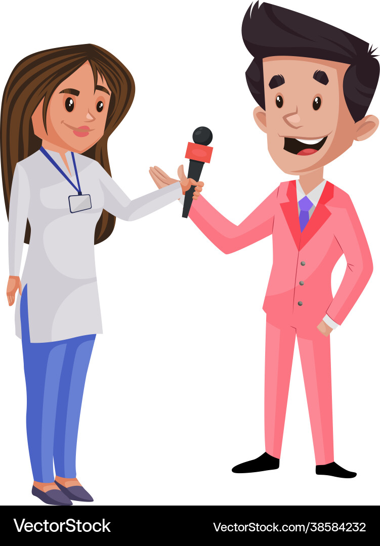 Lady journalist cartoon character Royalty Free Vector Image