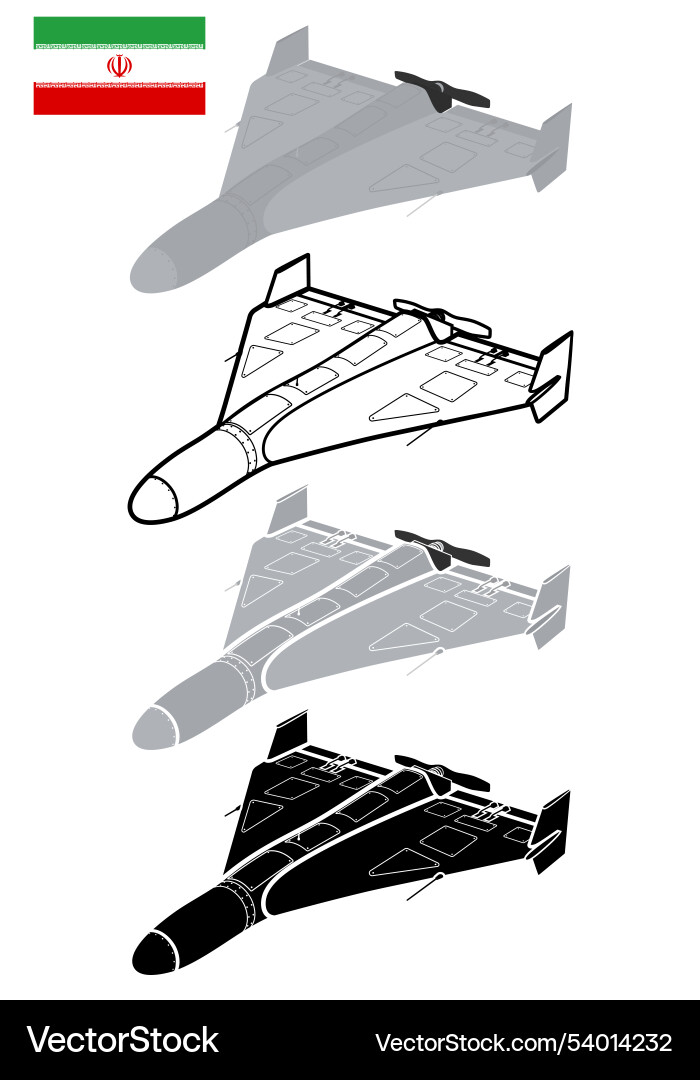 Military drone uav blueprint 3d iran Royalty Free Vector