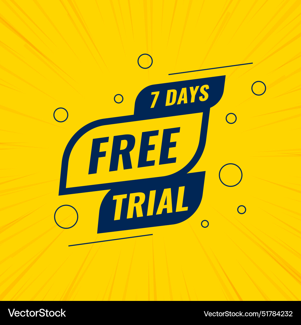 Seven days or a week free trial yellow background Vector Image
