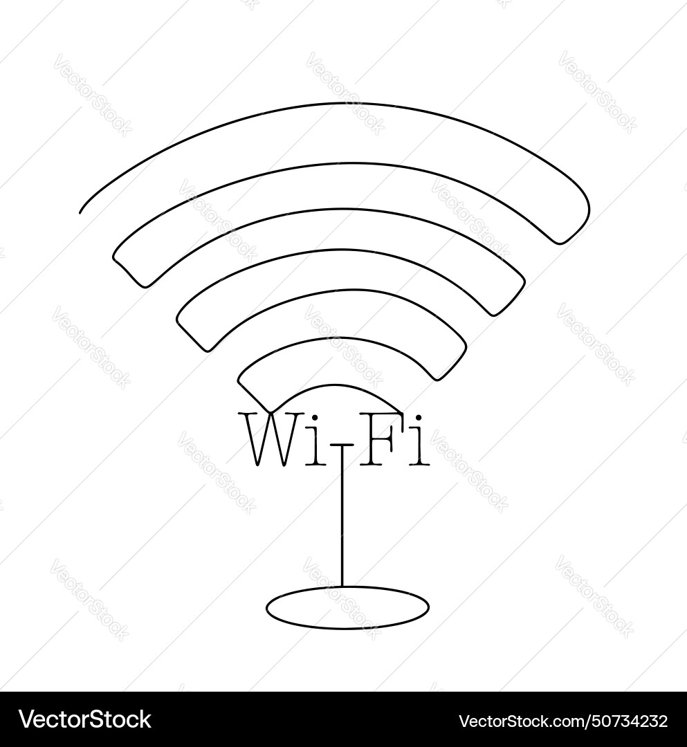 Wi-fi one line symbol icon Royalty Free Vector Image