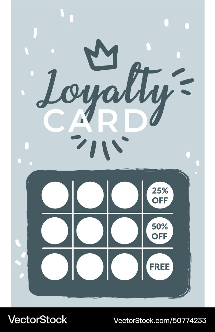 Modern loyalty card with crown motif Royalty Free Vector