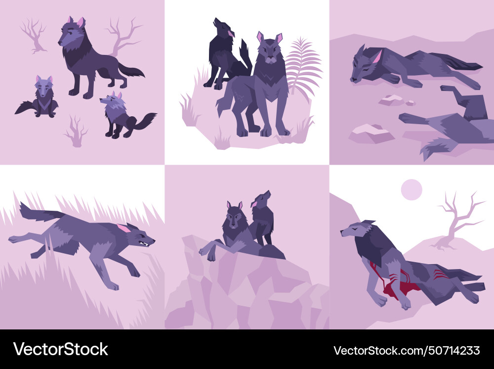 Mowgli flat icon set Royalty Free Vector Image