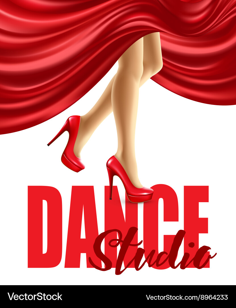 Poster for the dance studio with female legs Vector Image