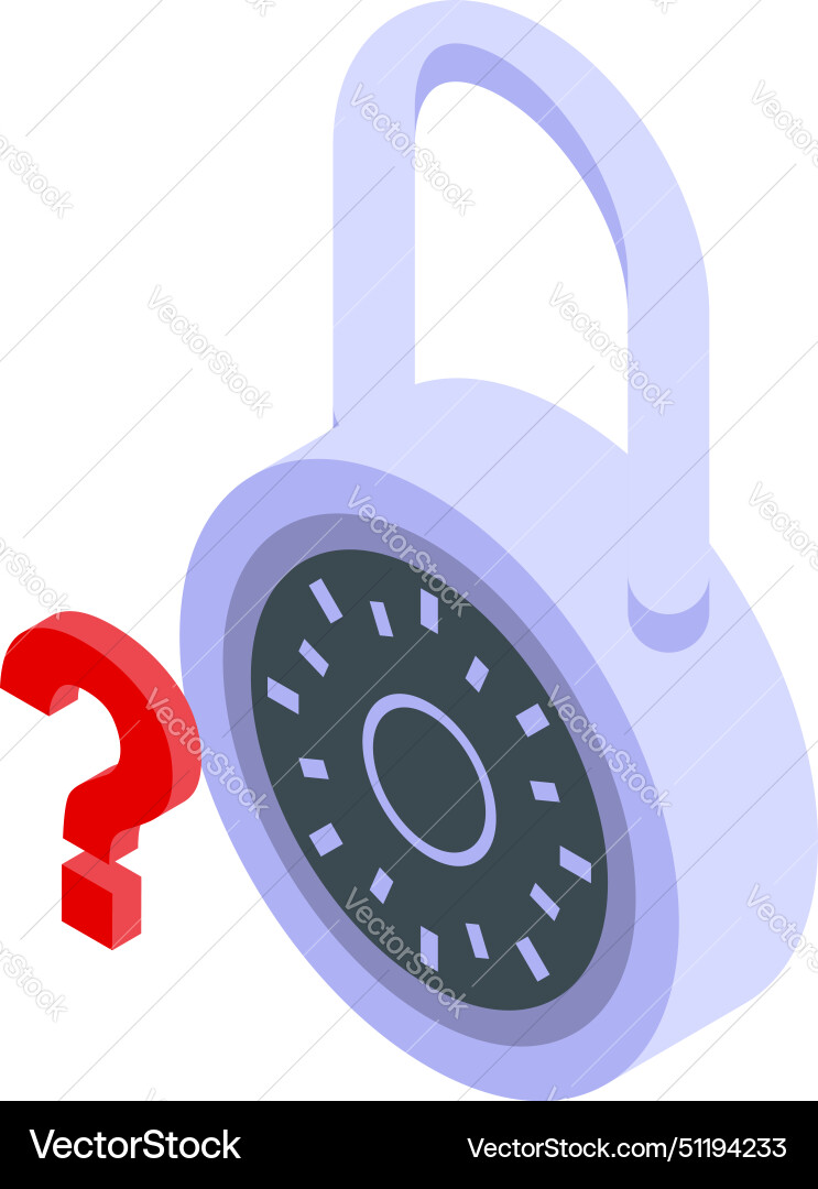 Question mark padlock icon isometric two Vector Image Question mark padlock icon isometric two Vector Image