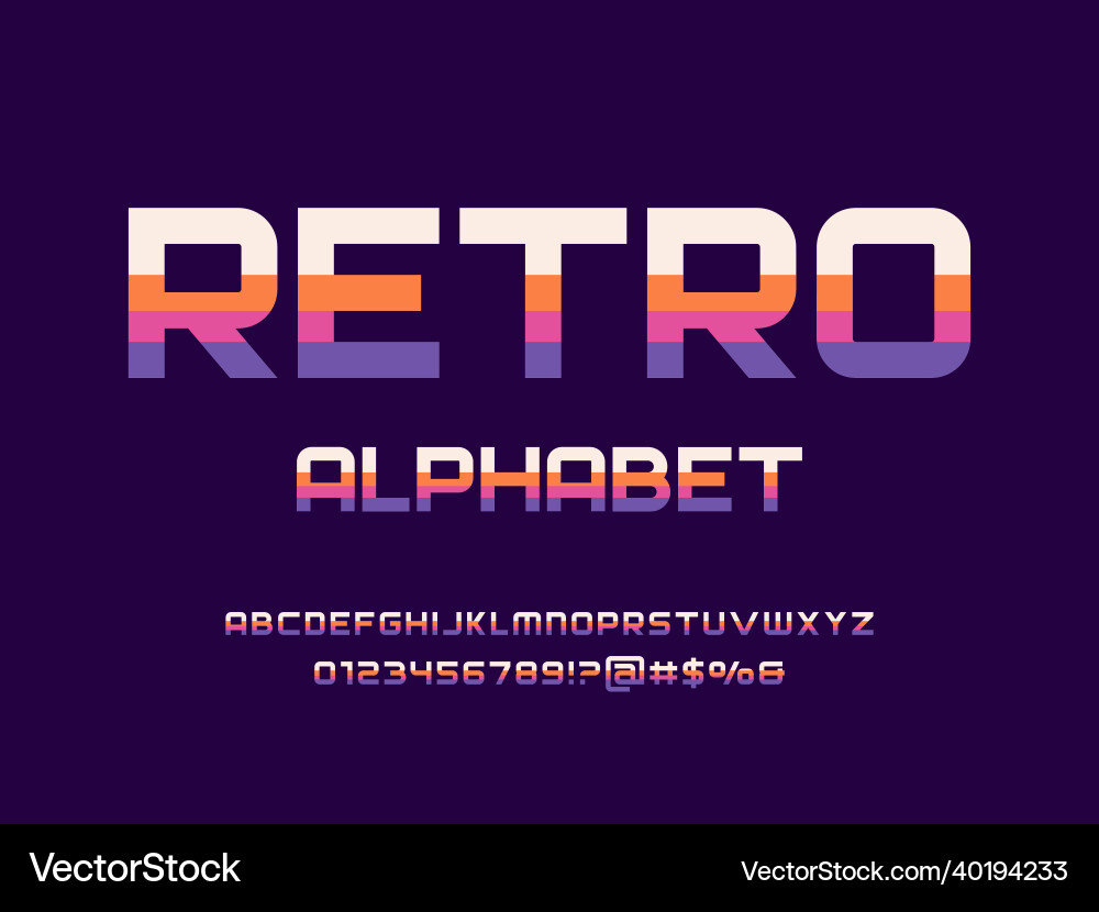 Retro font Royalty Free Vector Image - VectorStock