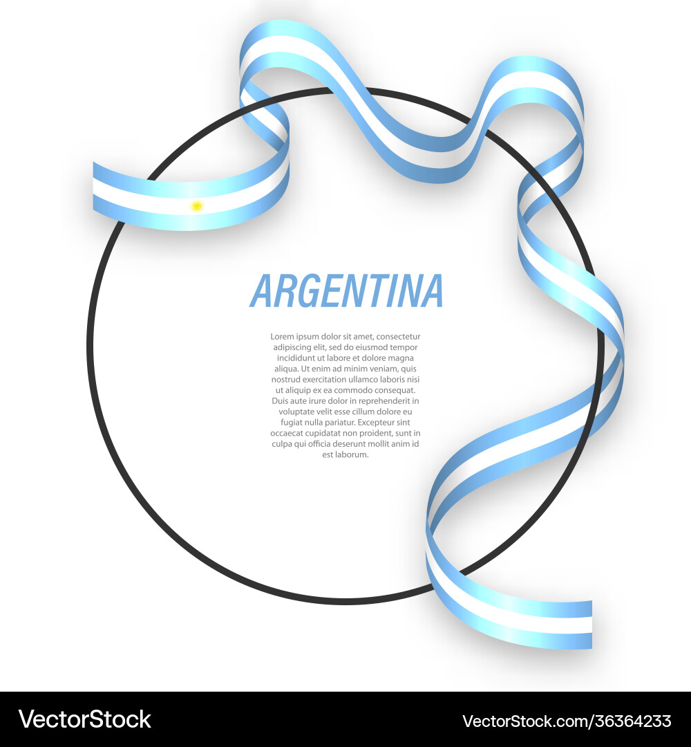 Waving ribbon flag argentina on circle frame Vector Image