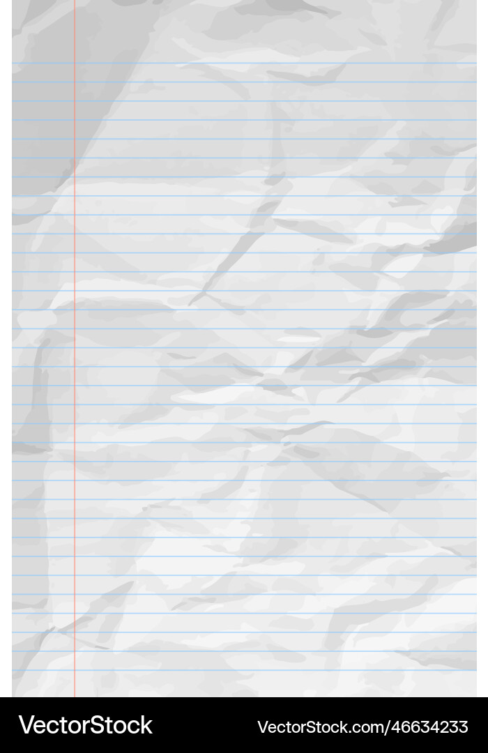 White lean crumpled notebook paper with lines Vector Image