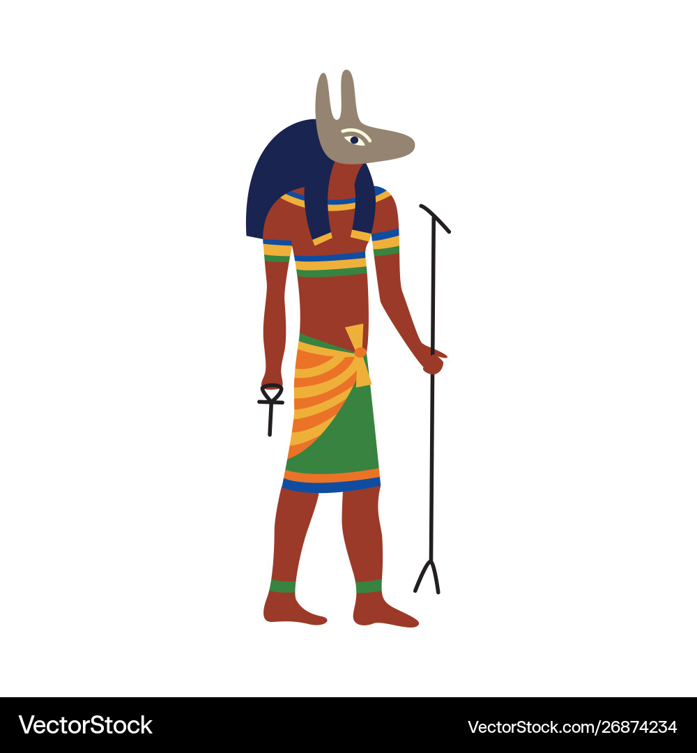 Ancient egypt god anubis cartoon drawing Vector Image