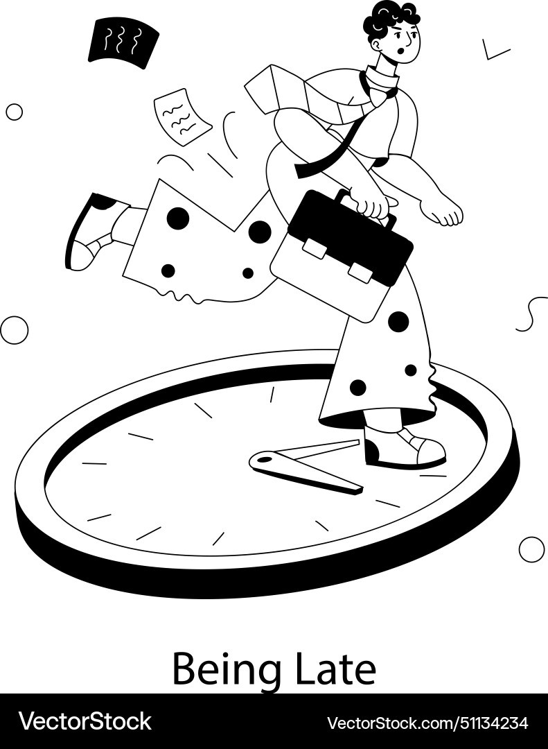 Being late Royalty Free Vector Image - VectorStock