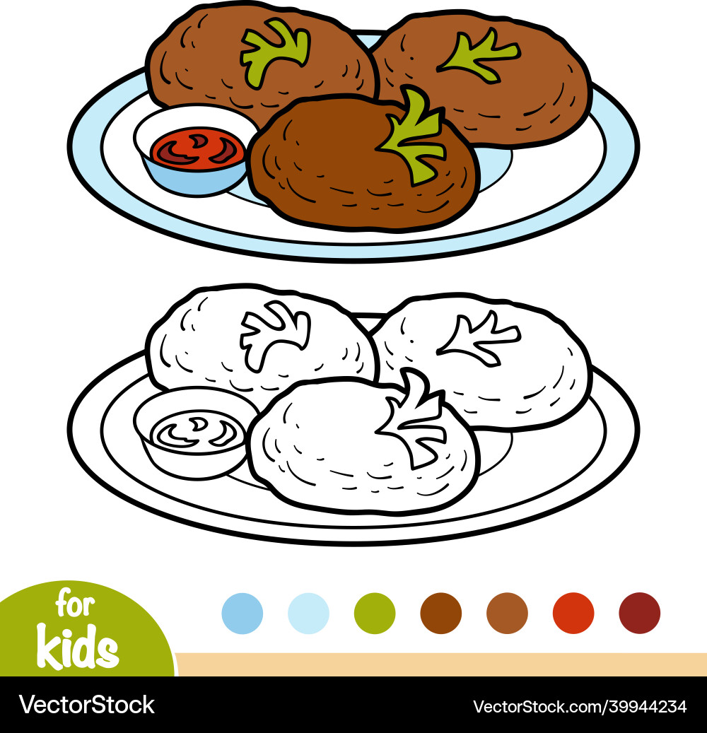 Coloring book cutlet Royalty Free Vector Image