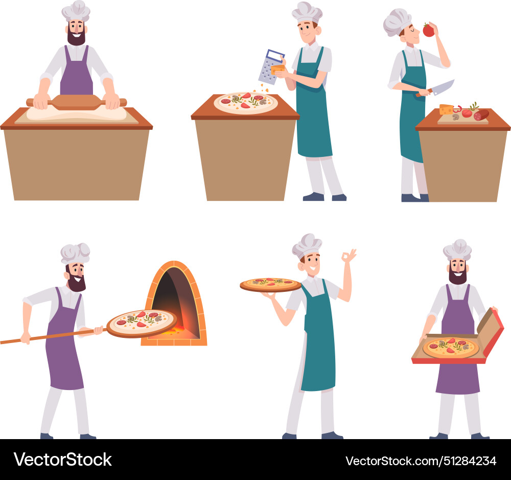 Cooking chef preparing delicious restaurant food Vector Image