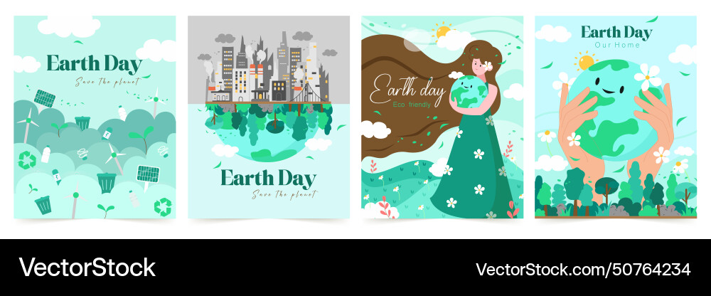 Earth day set environmental problems Royalty Free Vector