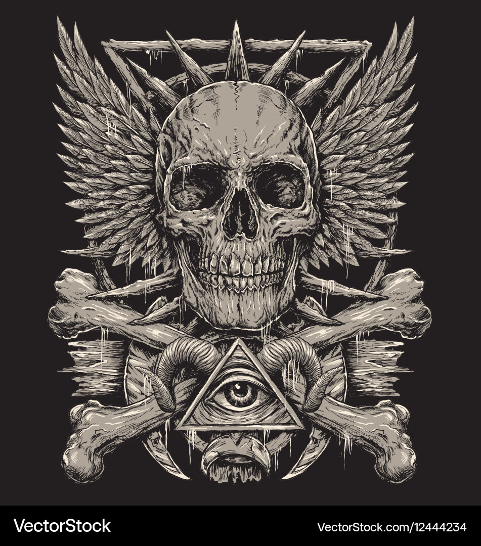 Heavy metal inspired skull design Royalty Free Vector Image