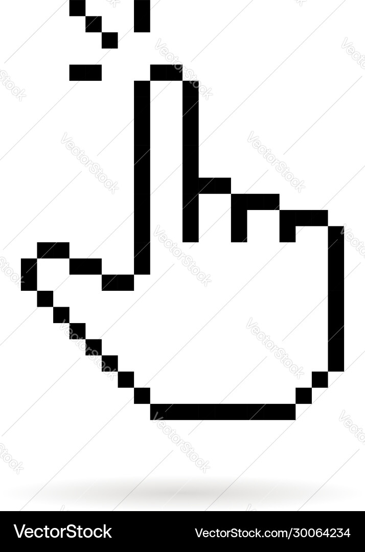 Pixel Art Click Finger Icon Royalty Free Vector Image