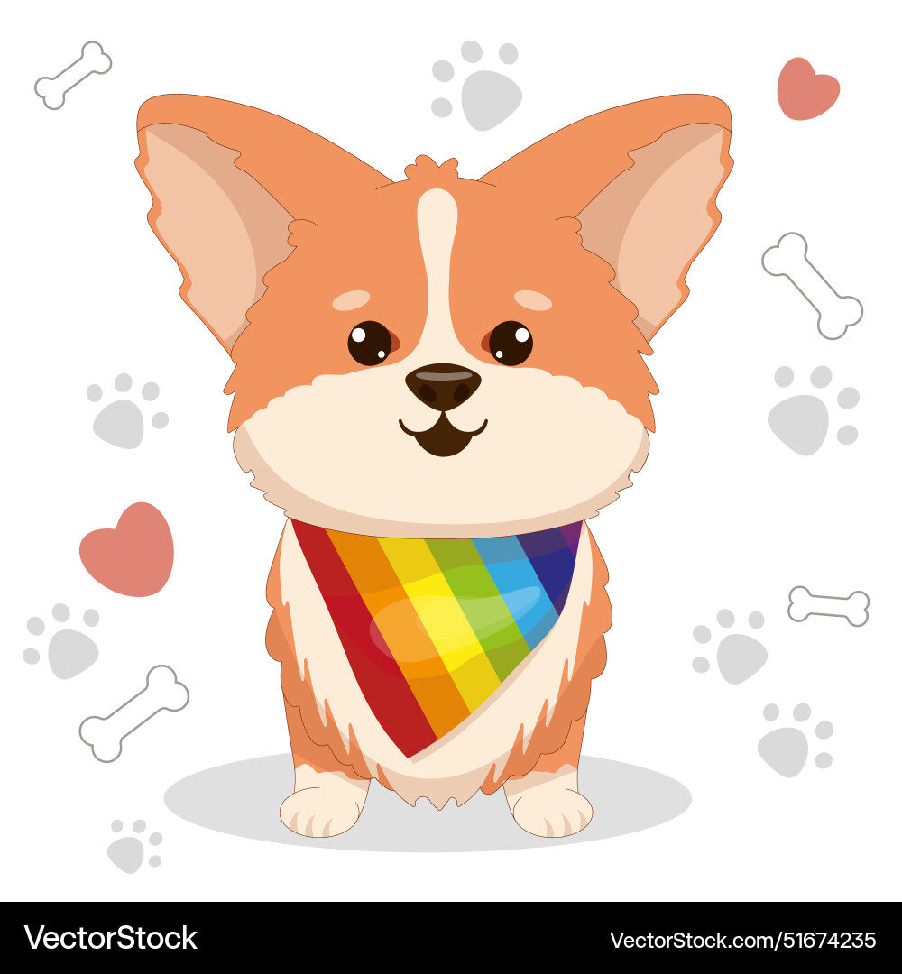 Cute friendly corgi puppy with neckerchief Vector Image
