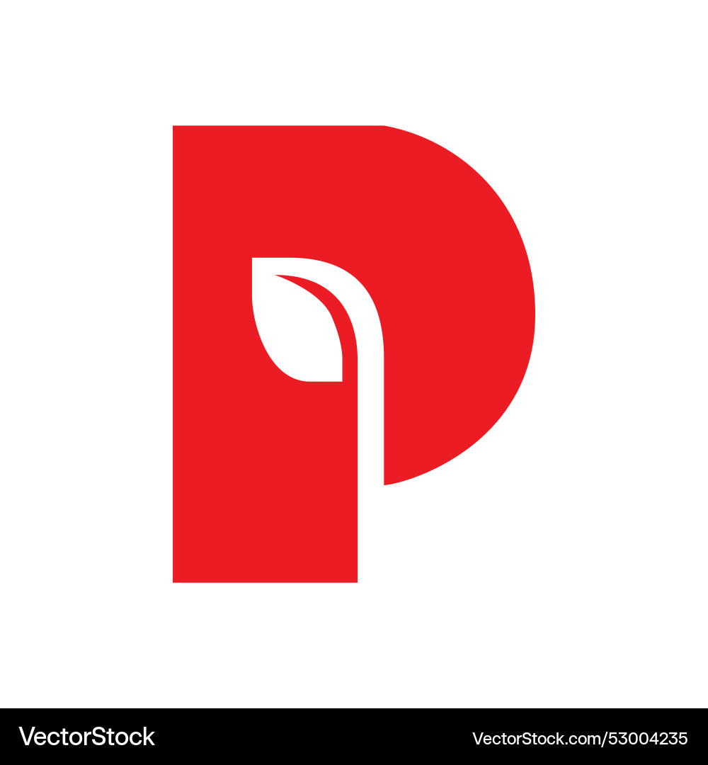 Letter p leaf botanical concept logo design flat Vector Image