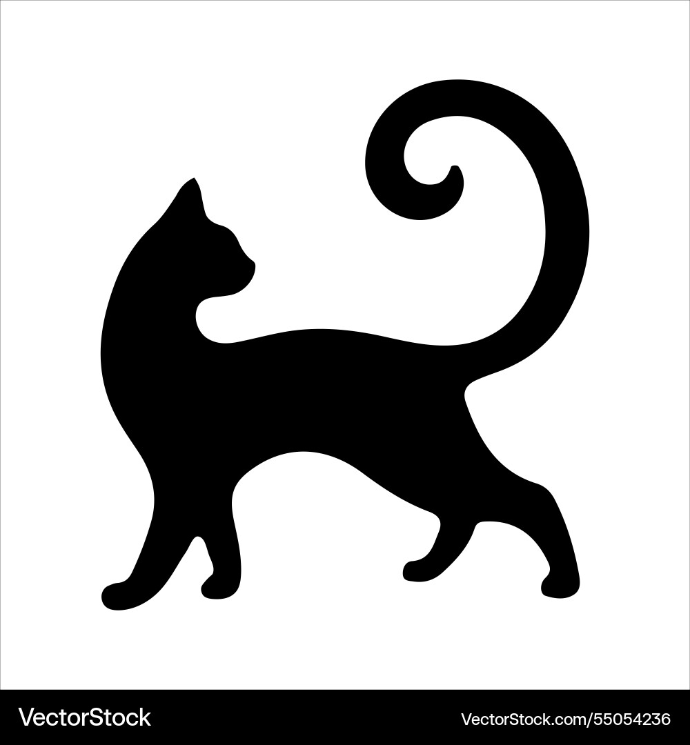 Black cat outline Royalty Free Vector Image - VectorStock