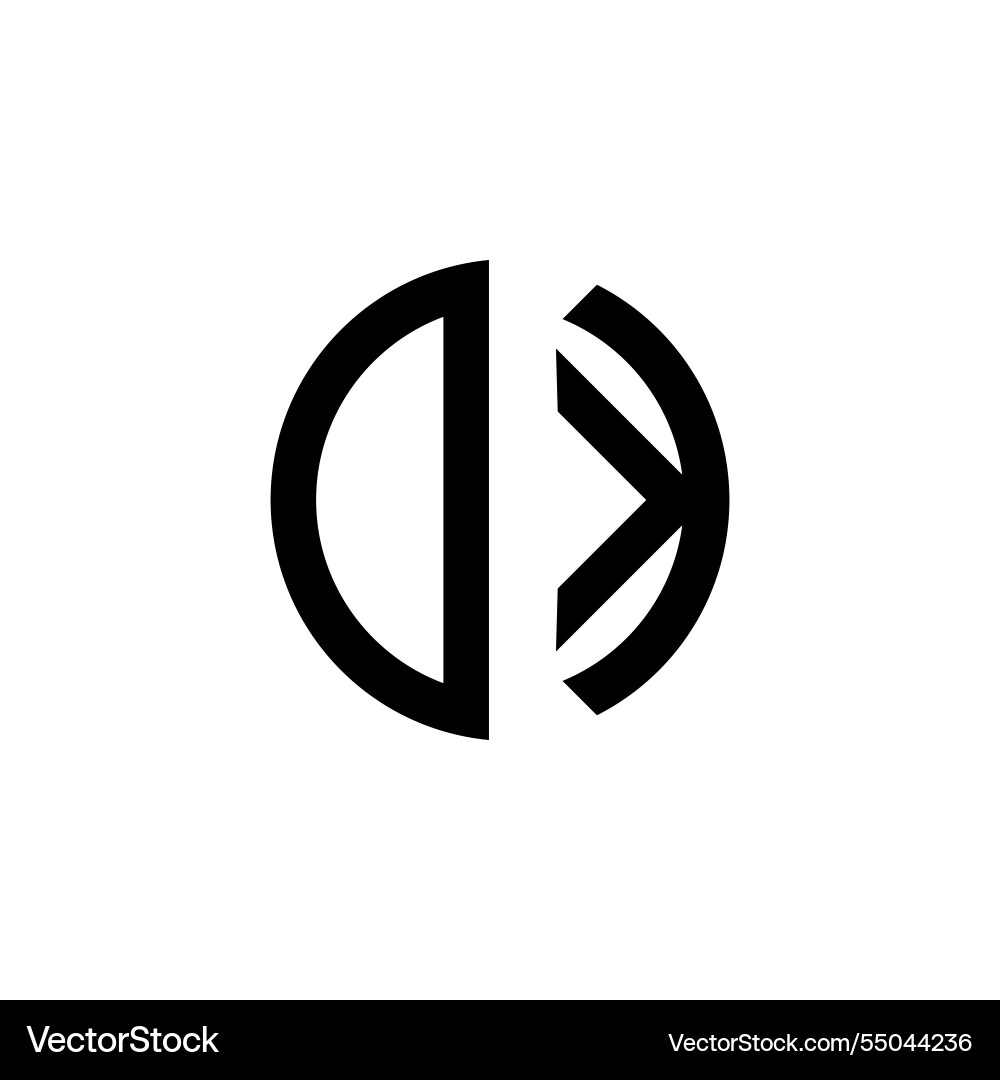 Creative-rounded-initial-dk-letters-logo Vector Image