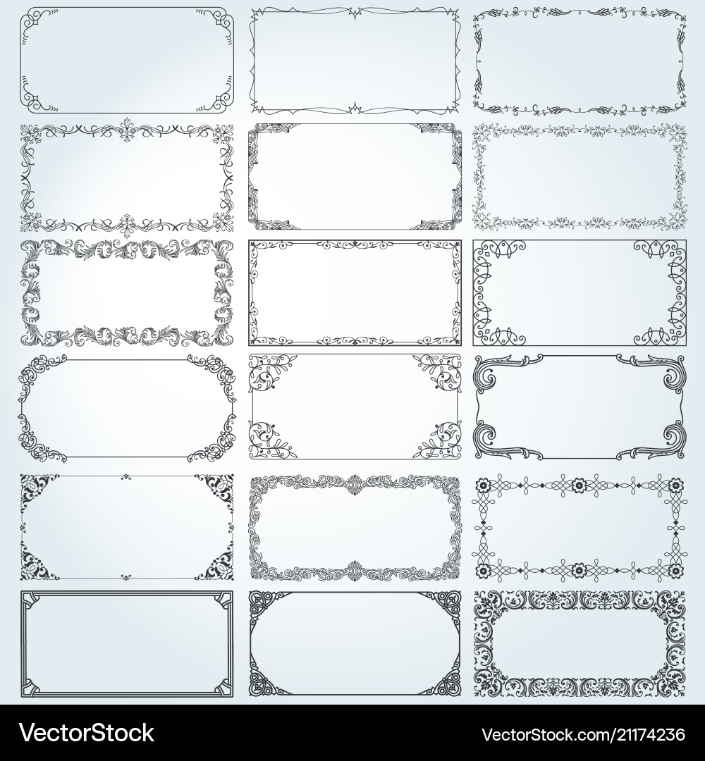 Decorative rectangle frames and borders set Vector Image