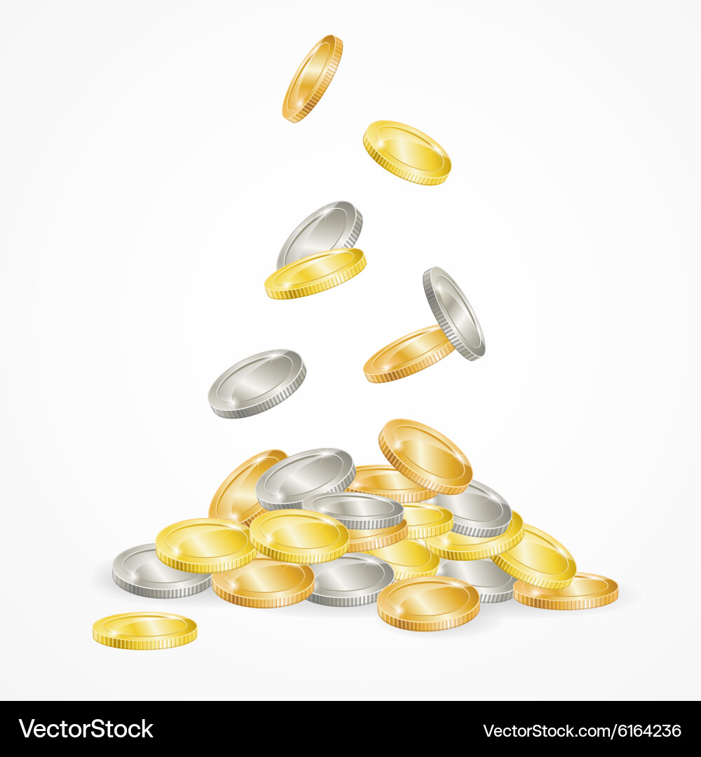 Falling coins isolated Royalty Free Vector Image