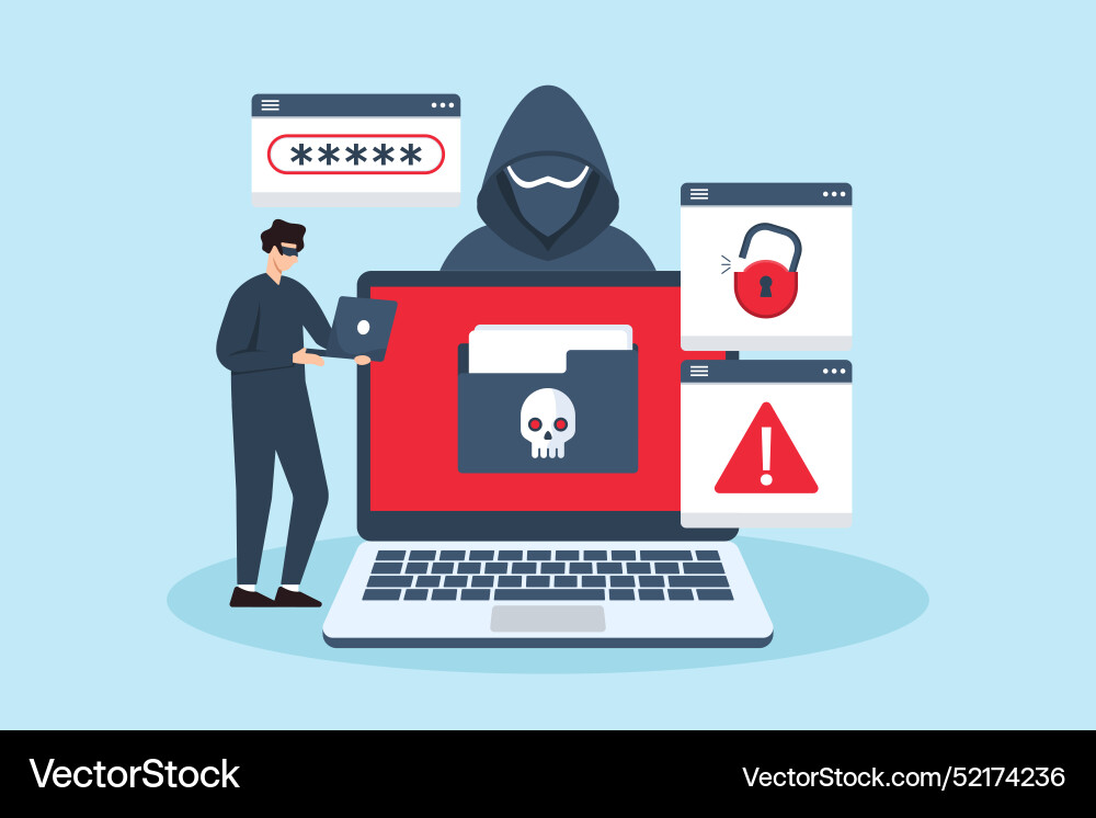 Flat of hacker bypassing security measures Vector Image