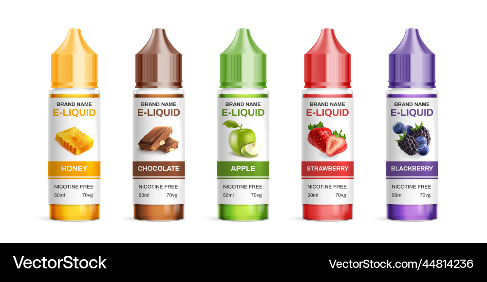 Flavored vape liquids set Royalty Free Vector Image