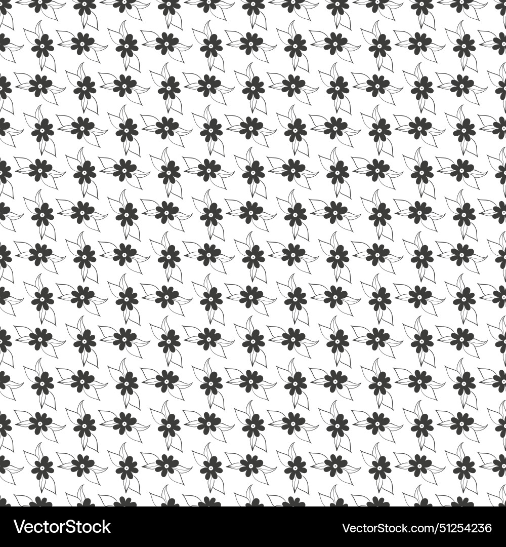 Hand drawn black and white vintage flower pattern Vector Image