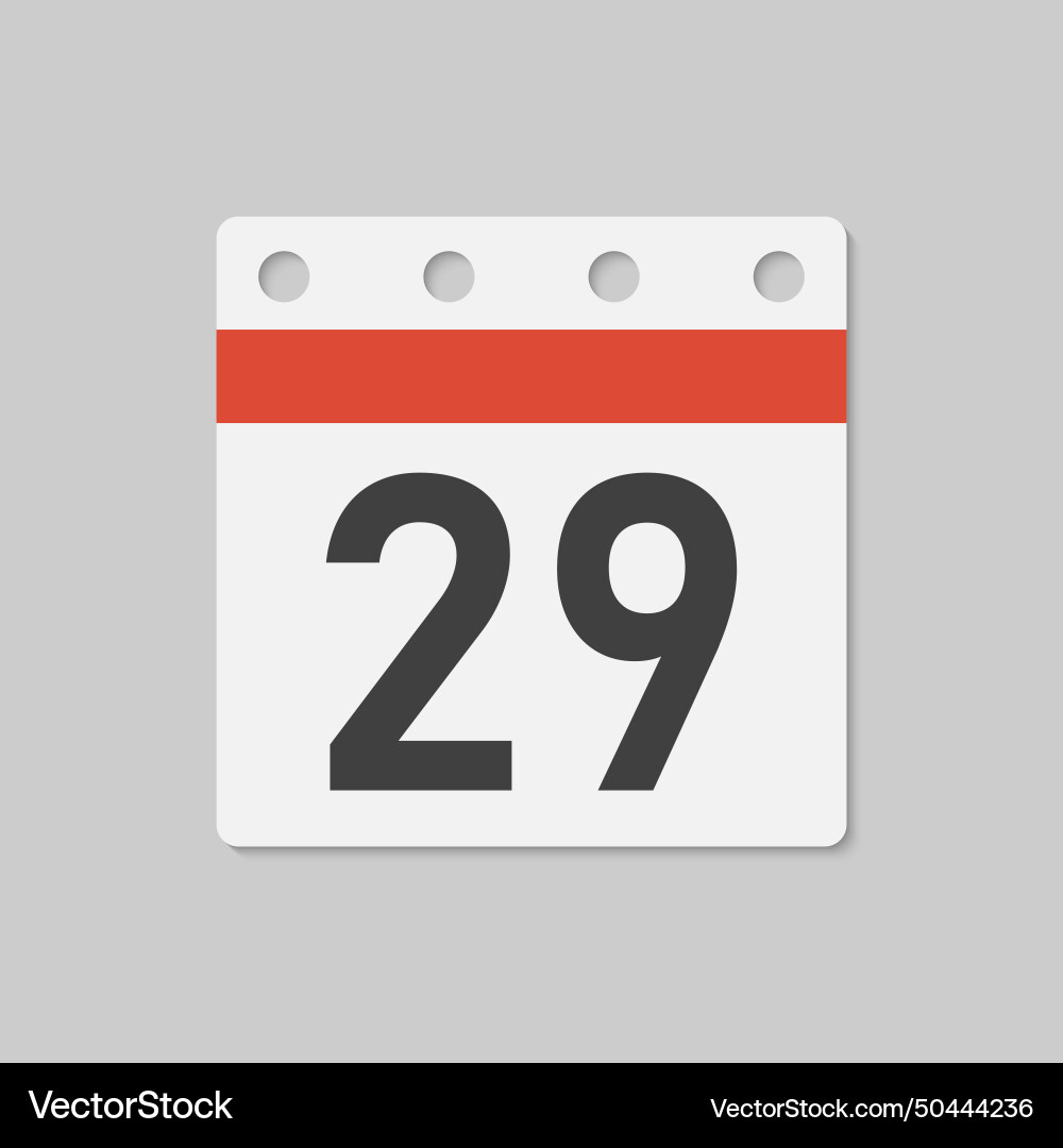 Icon page calendar - day 29 countdown Royalty Free Vector