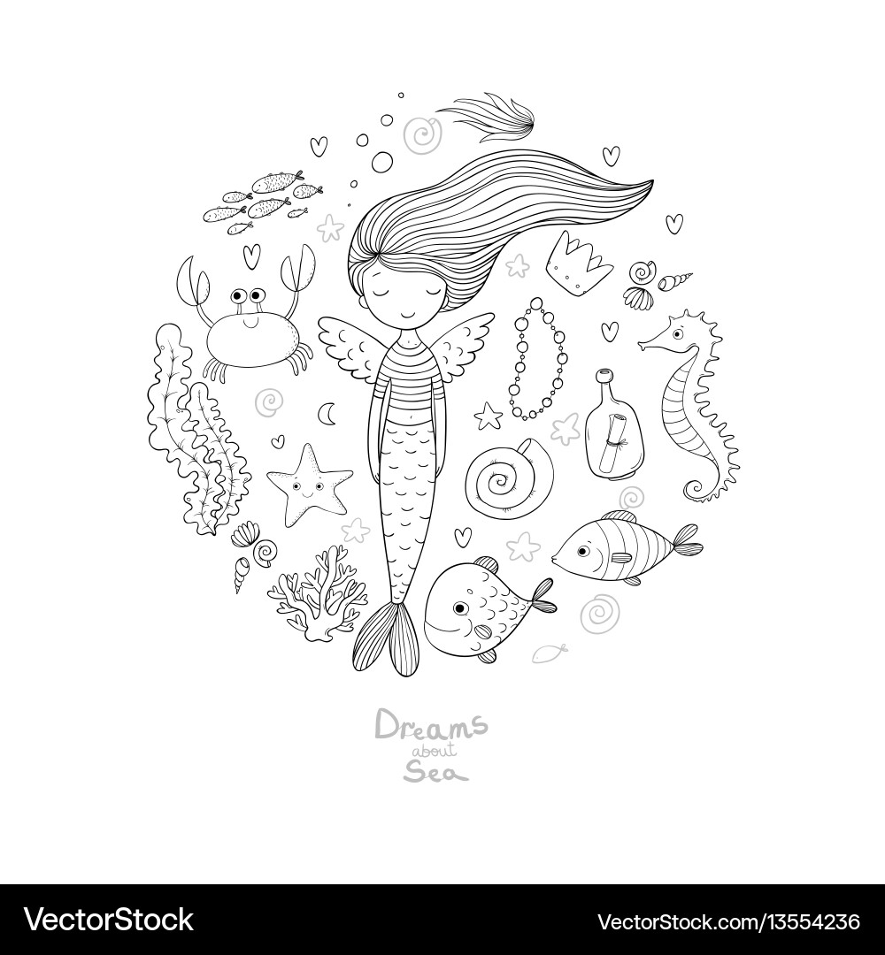 Marine Cartoon Set - Cute Sea Creatures Royalty Free Vector