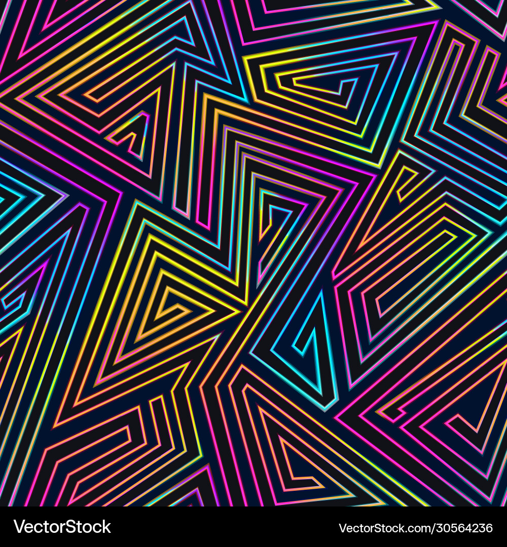 Neon lines geometric seamless pattern Royalty Free Vector